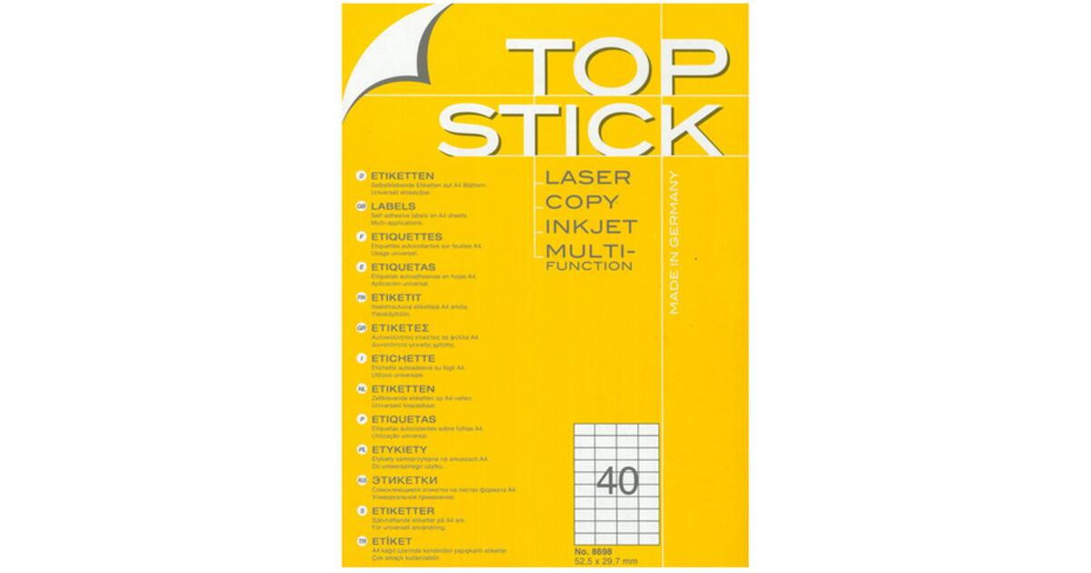 Ετικέτες αυτοκόλλητες TOPSTICK No8698 (52,5x29,7mm) (Λευκό) | www ...
