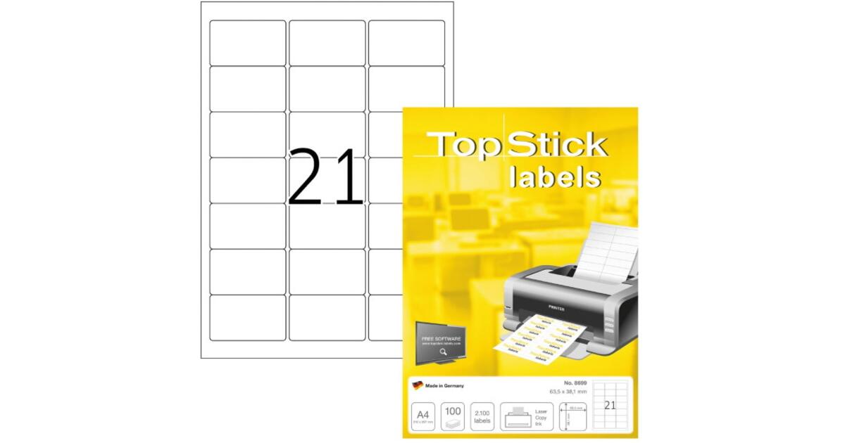 Ετικέτες αυτοκόλλητες TOPSTICK No 8699 (63,5x38,1mm) (Λευκό) | www ...