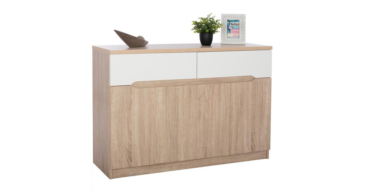 Μπουφές Jolene 2 συρτάρια & 4 πόρτες λευκο-sonoma 120x40x80cm HM2234.02 ...