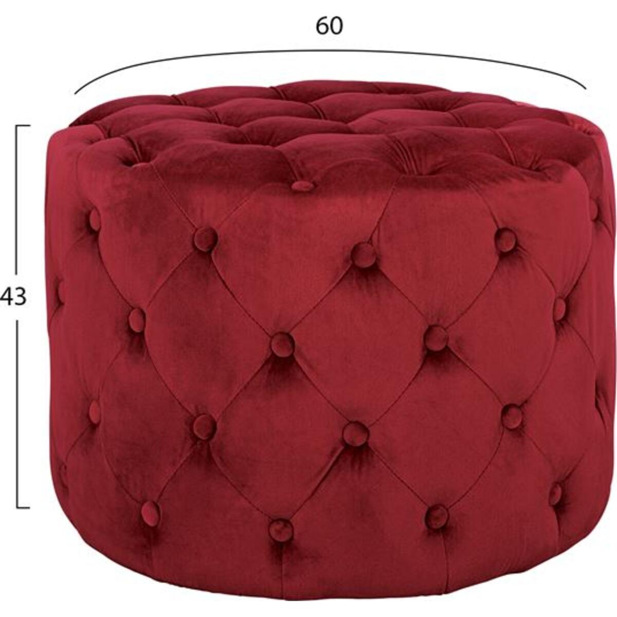 ΣΚΑΜΠΟ KASSIE ΚΟΚΚΙΝΟ ΒΕΛΟΥΔΟ ΤΥΠΟΥ CHESTERFIELD HM8406.06 Φ60X43Υ εκ ...