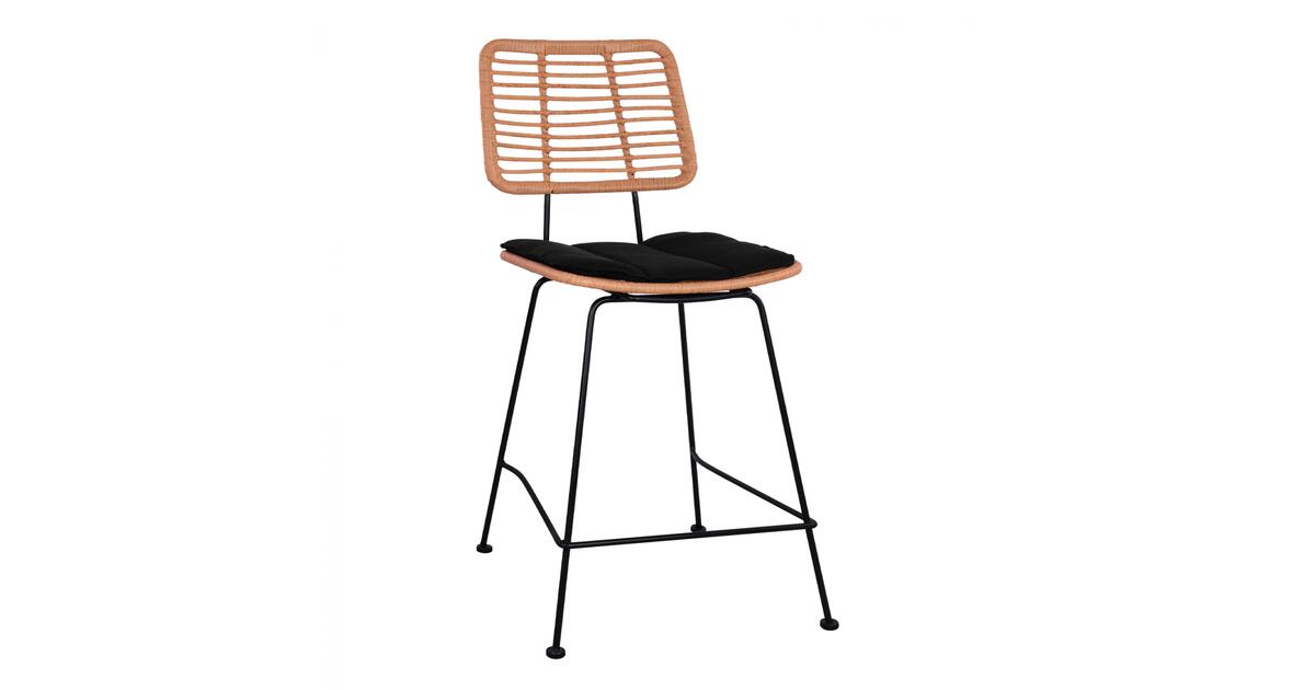 ΣΚΑΜΠΟ ΜΕΣΑΙΟΥ ΥΨΟΥΣ ALLEGRA HM5644 ΜΕΤΑΛΛΙΚΟ ΜΕ WICKER ΣΕ ΜΠΕΖ ...