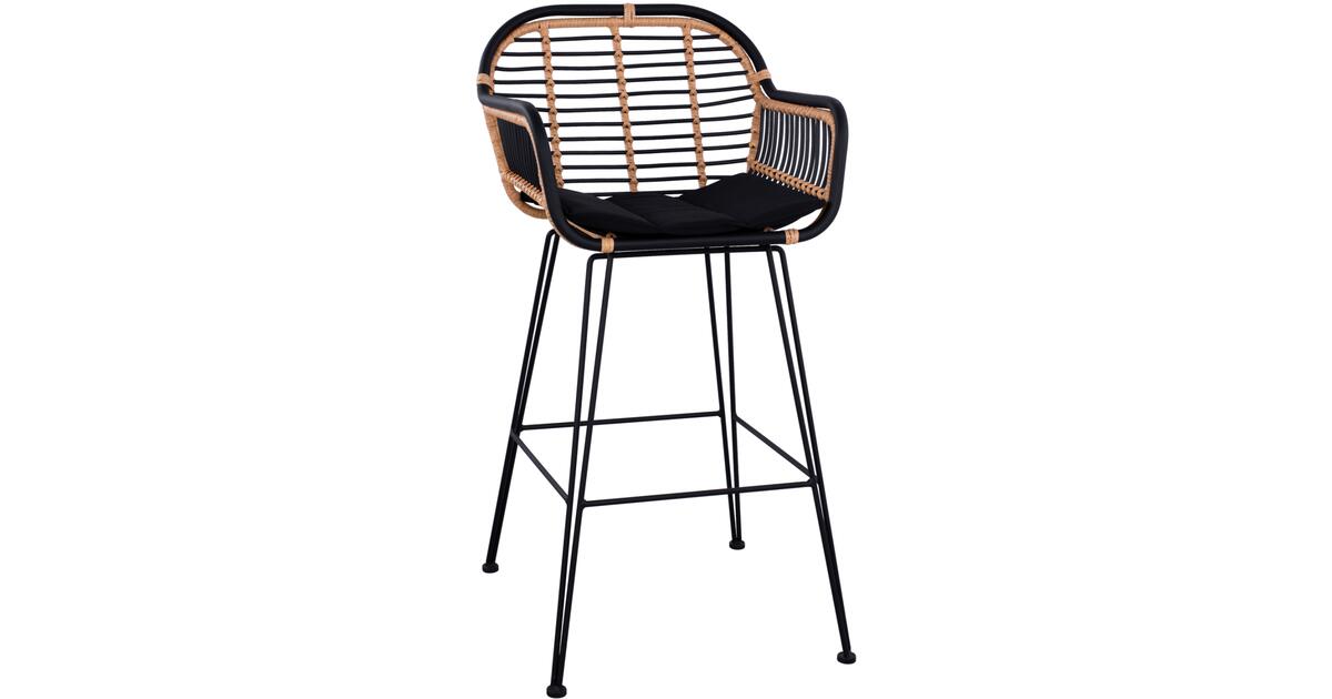 ΣΚΑΜΠΟ ΜΕΤΑΛΛΙΚΟ ALLEGRA HM5690 ΜΕ WICKER ΜΑΥΡΟ-ΜΠΕΖ 55x60x109Υ εκ ...