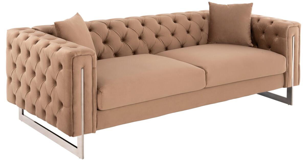 ΚΑΝΑΠΕΣ τ.CHESTERFIELD MOBAR HM3263.03 ΜΠΕΖ ΒΕΛΟΥΔΟ-ΜΕΤΑΛΛΙΚΑ ΠΟΔΙΑ ...