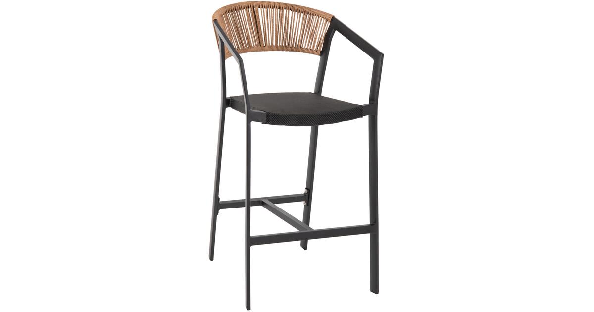 ΣΚΑΜΠΟ ΑΛΟΥΜΙΝΙΟΥ ΜΑΥΡΟ ΜΕ ΜΠΡΑΤΣΑ RATTAN & TEXTLINE 56x58x105Yεκ ...