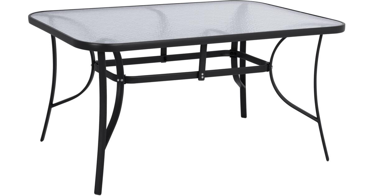 ΤΡΑΠΕΖΙ BRUNO 150X90Χ72Υεκ. ΜΕΤΑΛΛΙΚΟ ΜΑΥΡΟ ΜΕ ΓΥΑΛΙΝΗ ΕΠΙΦΑΝΕΙΑ HM5145 ...